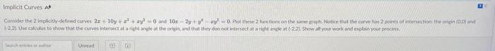 Solved Implicit Curves A Consider the 2 implicitly-defined | Chegg.com