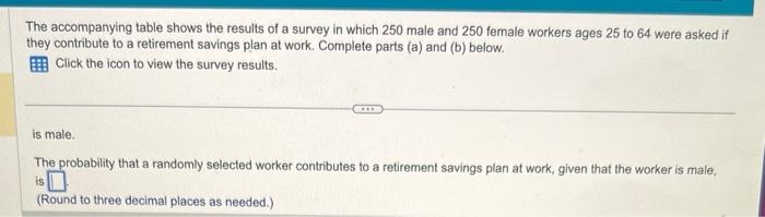 Solved The accompanying table shows the results of a survey | Chegg.com