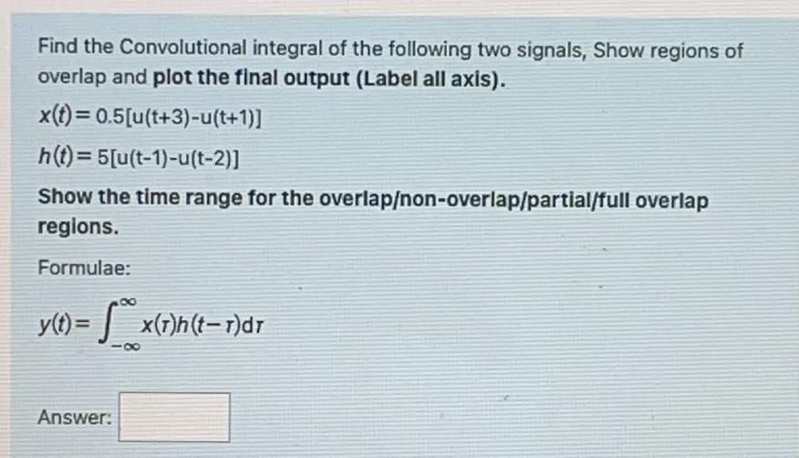 Solved Find The Convolutional Integral Of The Following Two 9761