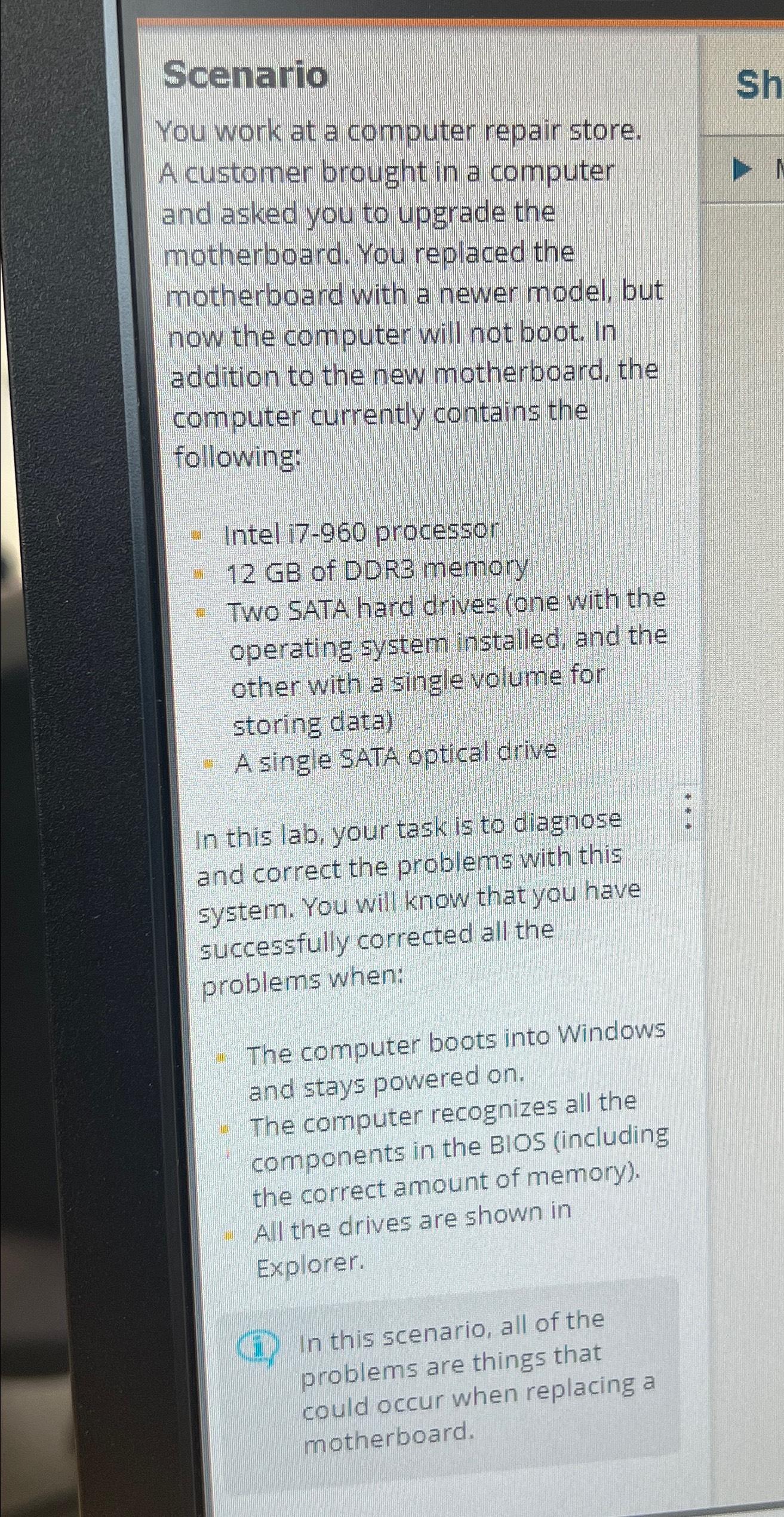 Solved ScenarioYou work at a computer repair store. A | Chegg.com