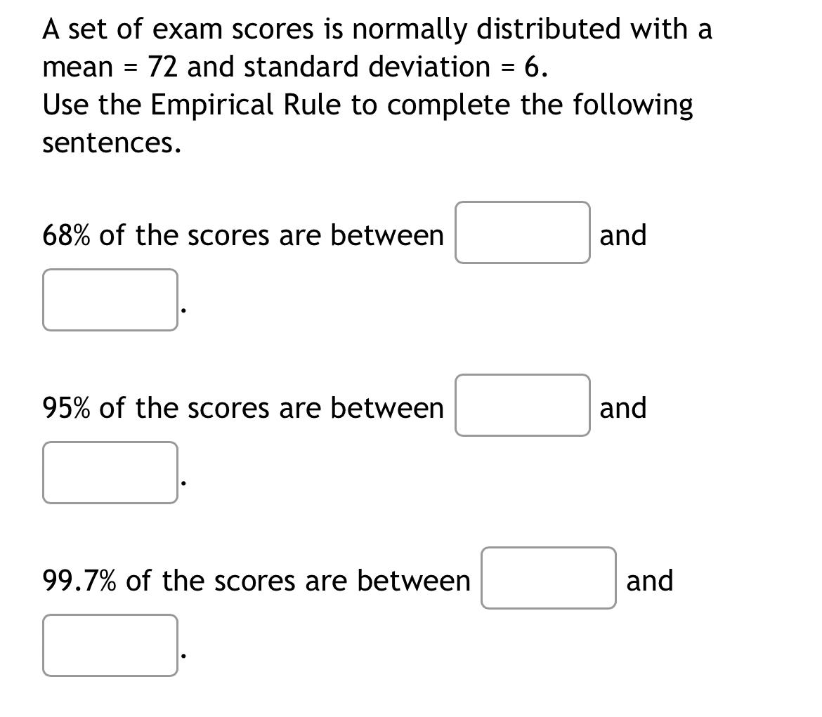 Solved A set of exam scores is normally distributed with a | Chegg.com