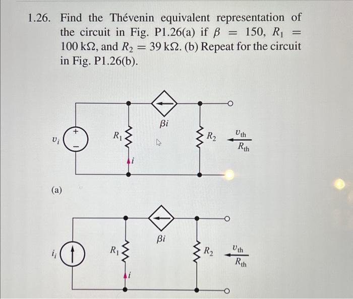 Solved 26. Find the Thévenin equivalent representation of | Chegg.com
