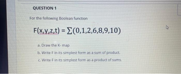 Solved For The Following Boolean Function 5842
