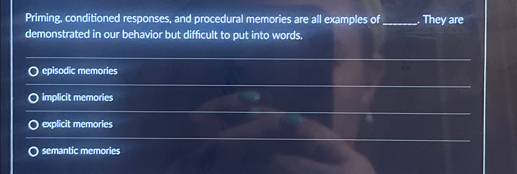 Solved Priming, conditioned responses, and procedural | Chegg.com