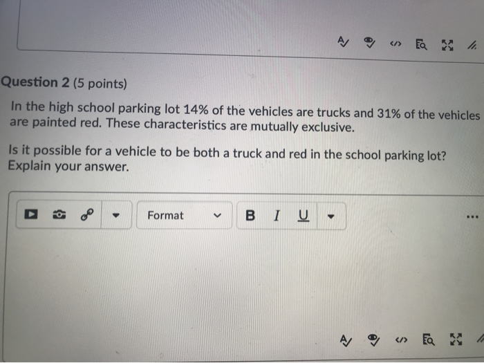 Solved A Ea Question 2 (5 points) In the high school parking | Chegg.com