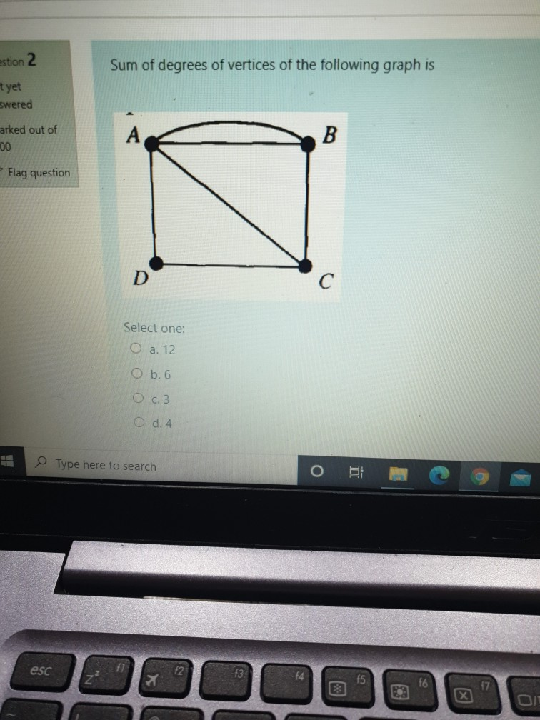 Solved estion 2 Sum of degrees of vertices of the following | Chegg.com