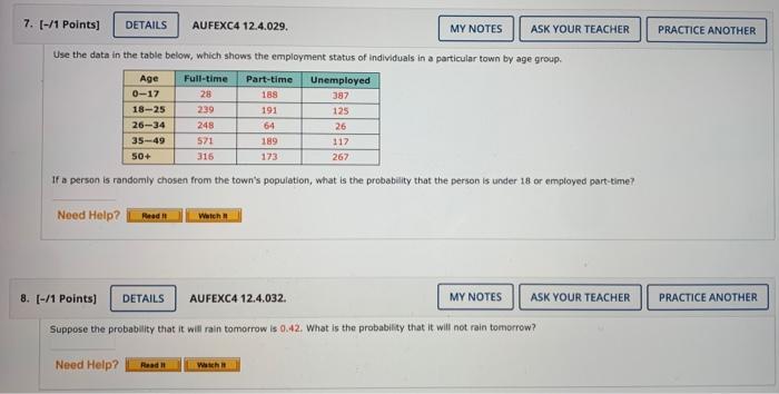 Solved PRACTICE ANOTHER 7. (-/1 Points) DETAILS AUFEXC4 | Chegg.com