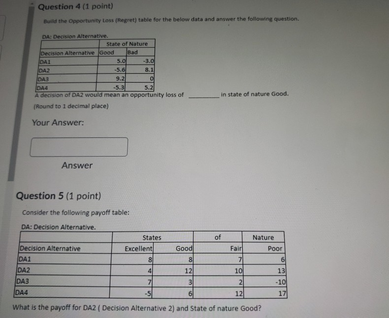 Solved Question 38 (1 point) Using EVUII, which Decision | Chegg.com