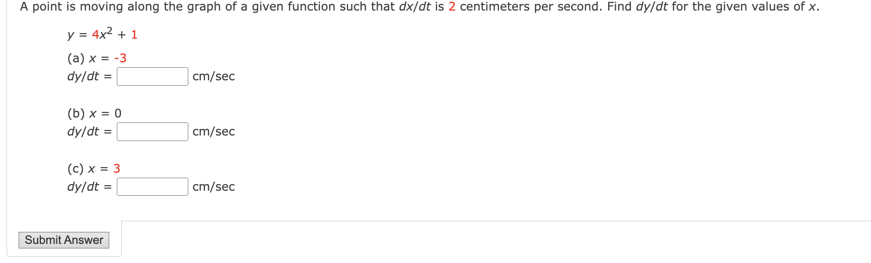 Solved A point is moving along the graph of a given function | Chegg.com