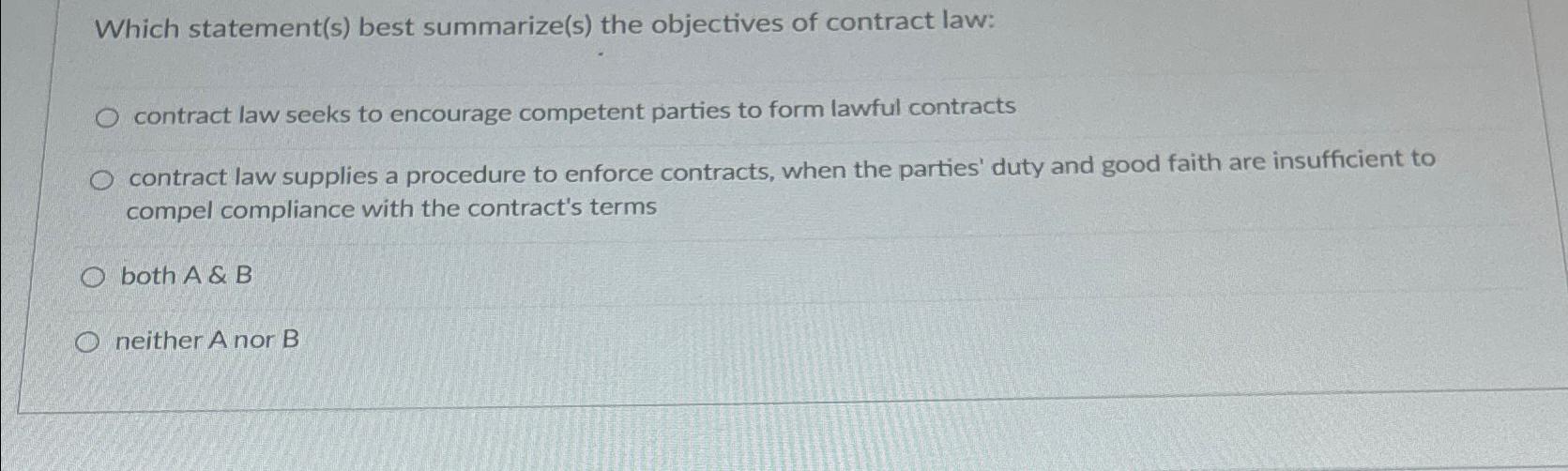 Solved Which statement(s) ﻿best summarize(s) ﻿the objectives | Chegg.com