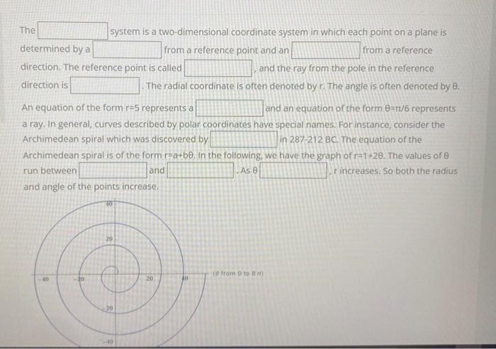 Solved The system is a two-dimensional coordinate system in | Chegg.com
