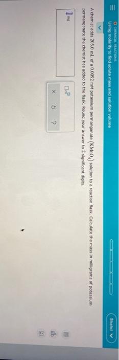 Solved III OCHEMICAL REACTIONS Using molarity to find solute | Chegg.com