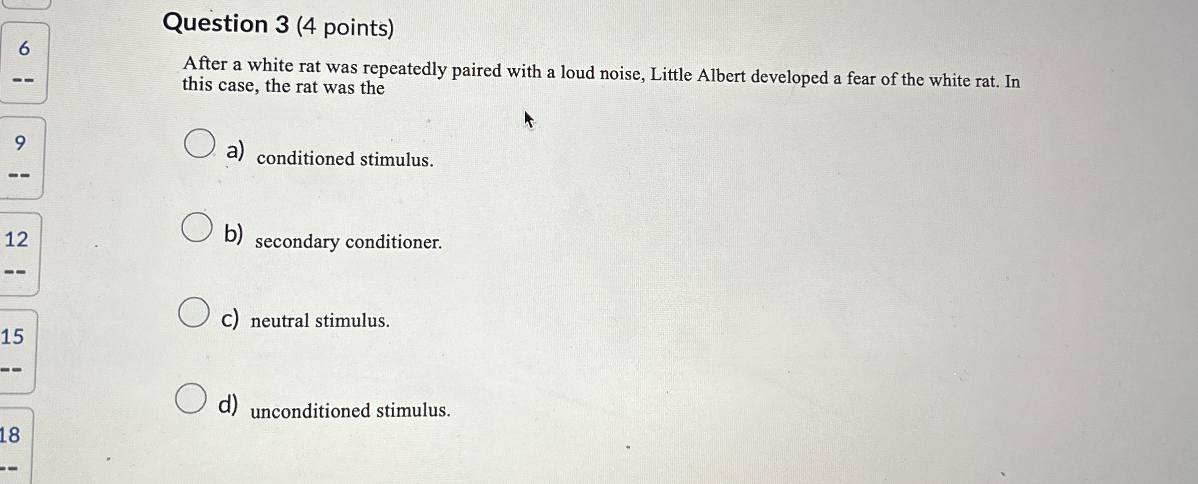 Solved Question 3 (4 ﻿points)After a white rat was | Chegg.com