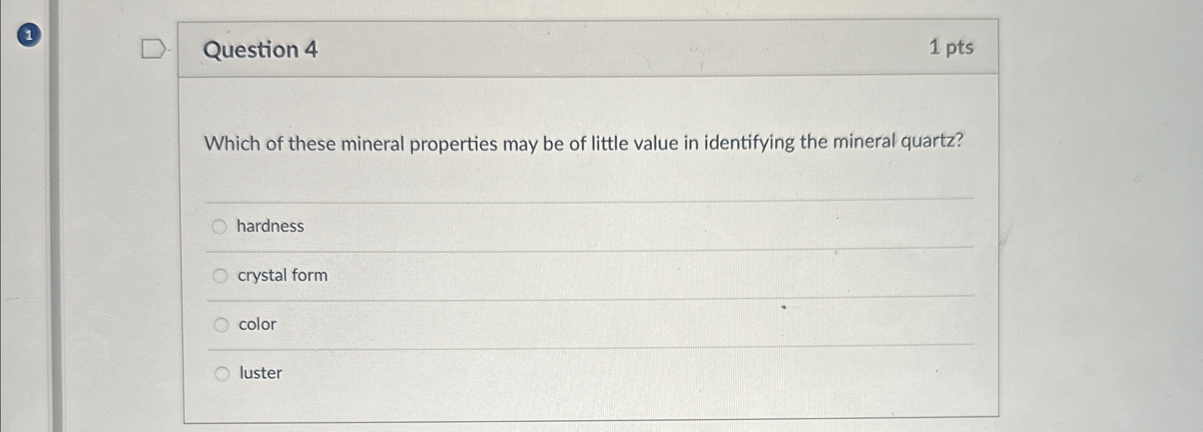 Solved (1)Question 41 ptsWhich of these mineral properties | Chegg.com Solved (1)Question 41 ptsWhich of these mineral properties | Chegg.com