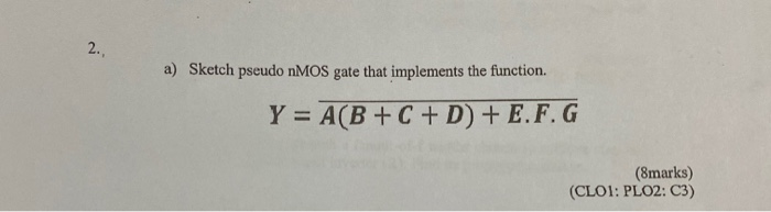 Solved a) Sketch pseudo nMOS gate that implements the | Chegg.com
