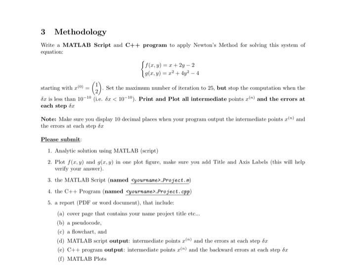 Solved 3 Methodology Write A Matlab Script And C Program 5855