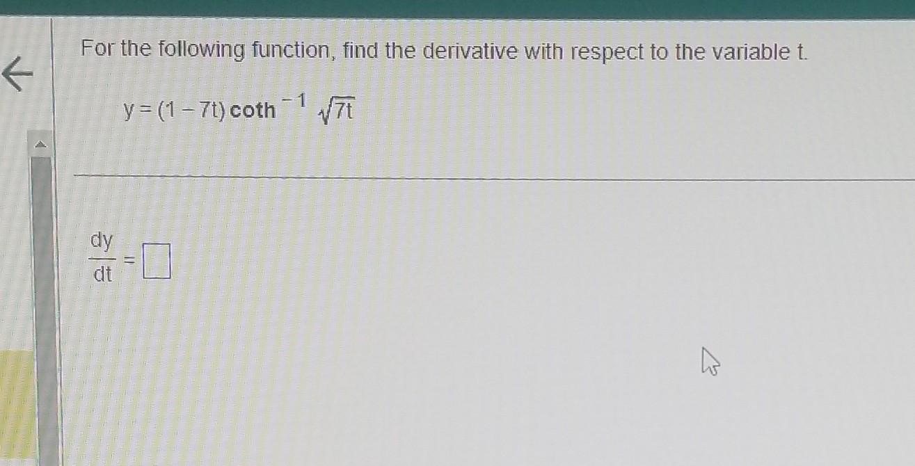 Solved For the following function, find the derivative with | Chegg.com