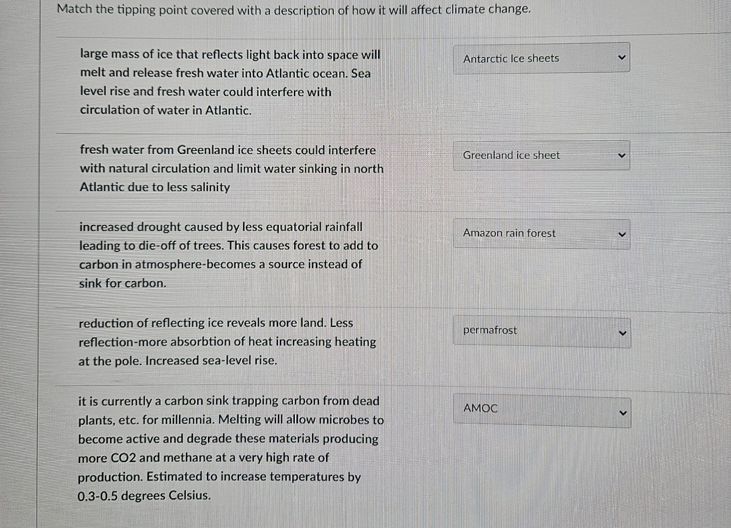 Solved Match the tipping point covered with a description of | Chegg.com
