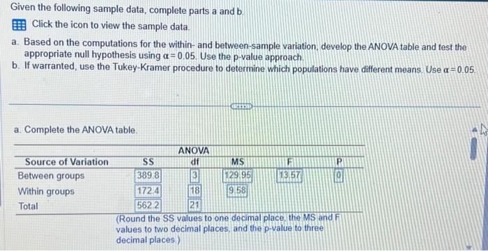 Solved State the decision rule. If p-value reject the null | Chegg.com