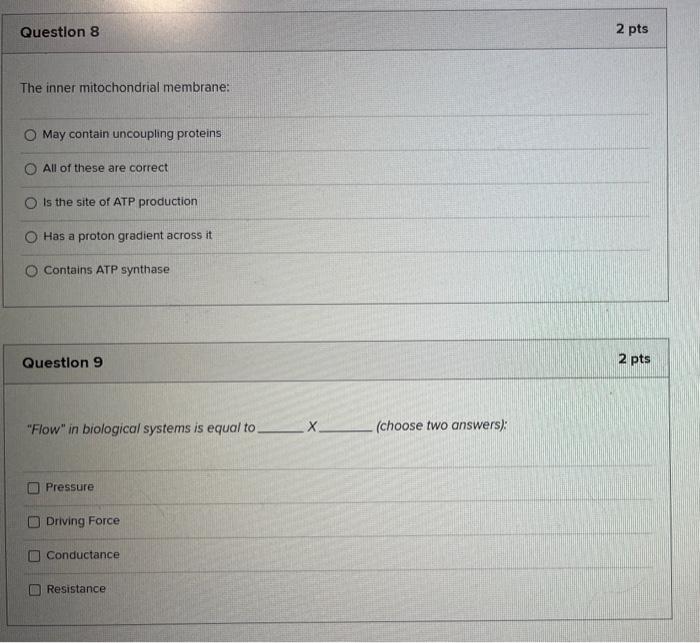 Solved The inner mitochondrial membrane: May contain | Chegg.com