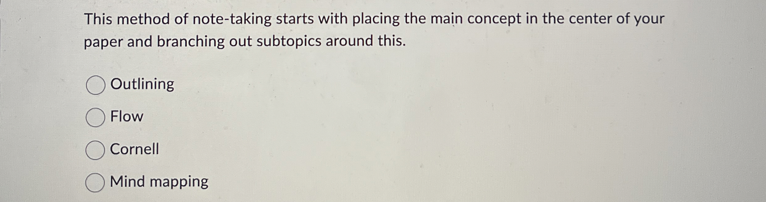Solved This method of note-taking starts with placing the | Chegg.com
