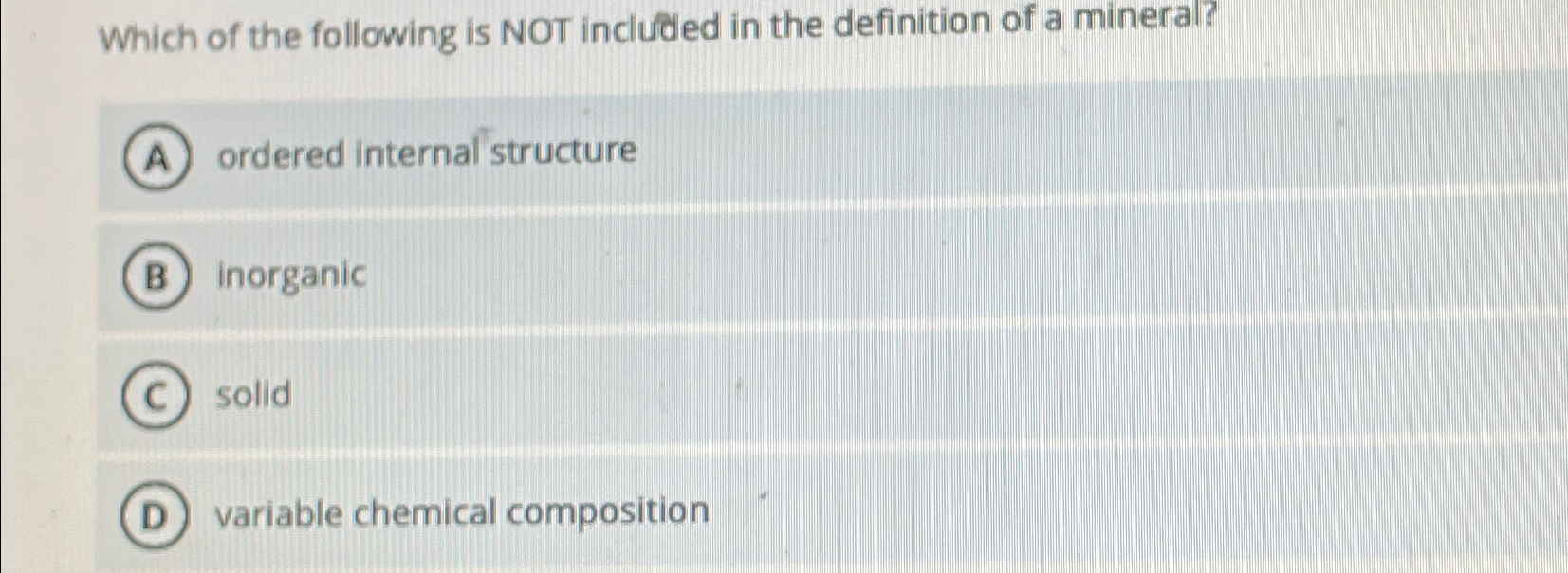 Solved Which of the following is NOT included in the | Chegg.com