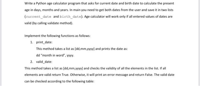 Solved Write a Python age calculator program that asks for | Chegg.com