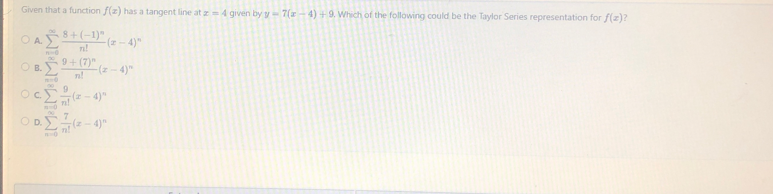 Solved Given that a function f(x) ﻿has a tangent line at x=4 | Chegg.com