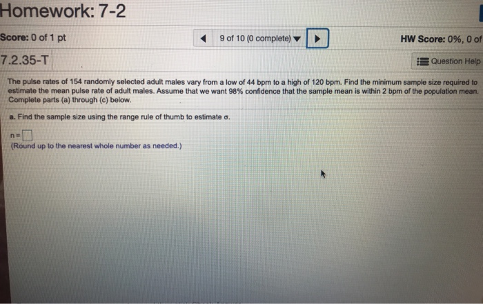 Solved Homework 7 2 Score 0 Of 1 Pt 9 Of 10 0 Complete