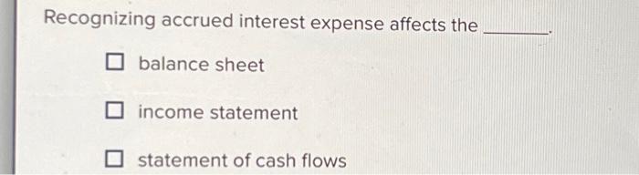 Solved Recognizing accrued interest expense affects the | Chegg.com
