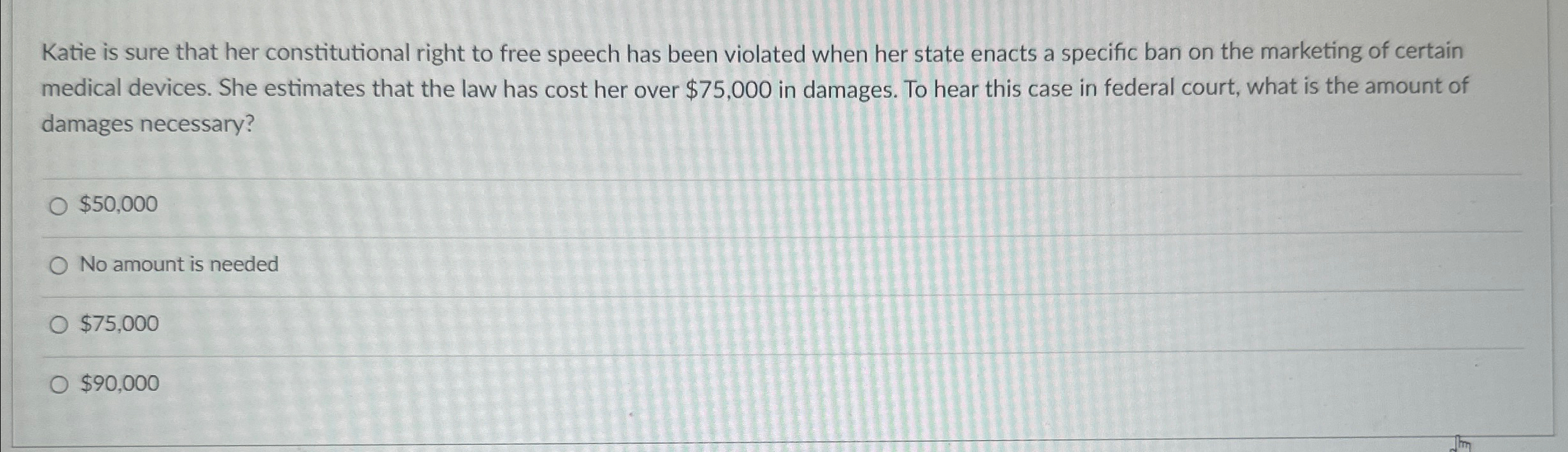 Solved Katie is sure that her constitutional right to free | Chegg.com
