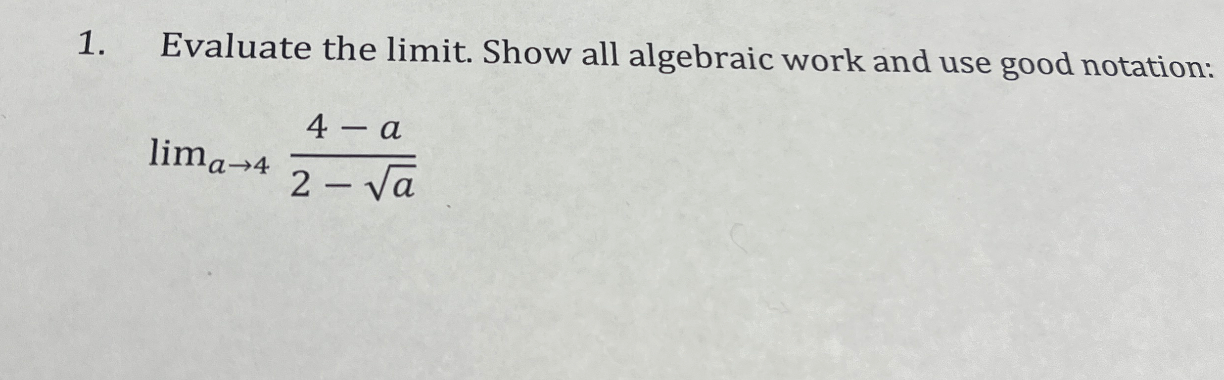 Solved Evaluate the limit. ﻿Show all algebraic work and use | Chegg.com
