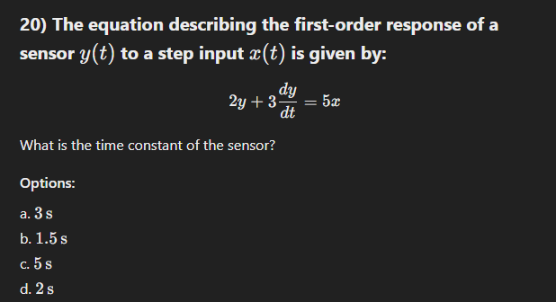 Solved The equation describing the first-order response | Chegg.com