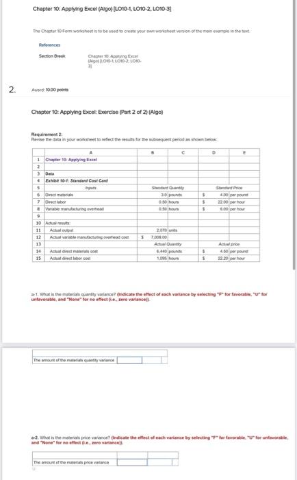 Solved Chapter 10: Applying Excel (Algo) (LOt0-t, LO10-2. | Chegg.com
