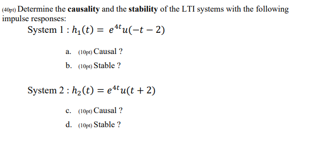 Solved Determine the causality and the stability of ﻿the LTI | Chegg.com