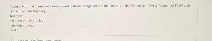 Solved Assume that total references a doubleword in the data | Chegg.com