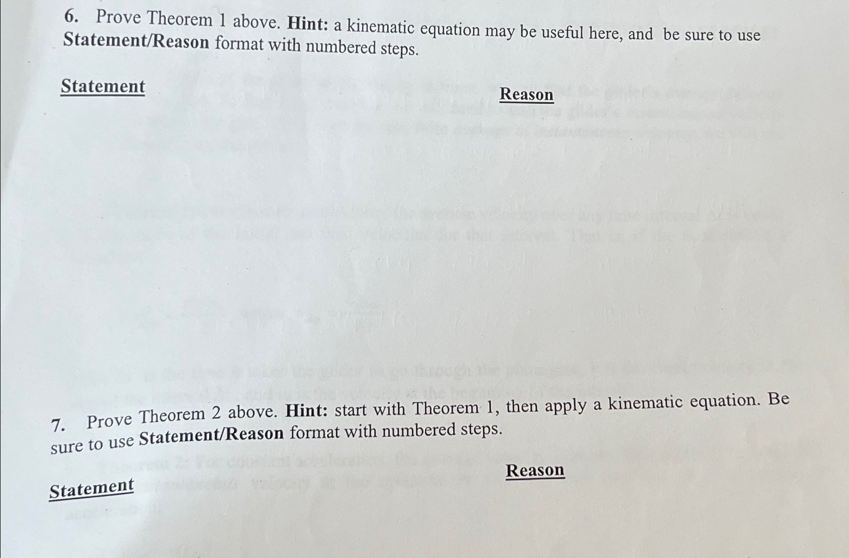 Prove Theorem 1 ﻿above. Hint: a kinematic equation | Chegg.com