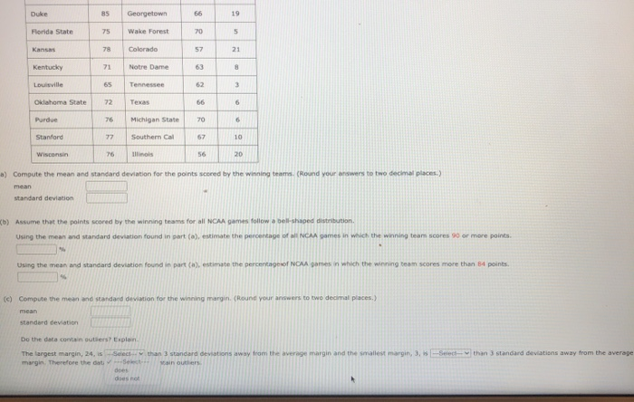 Solved DATAfile: NCAA You may need to use the appropriate | Chegg.com