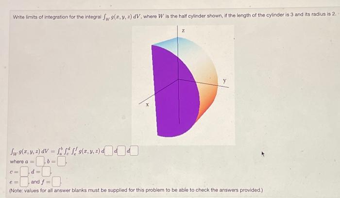 Solved Write limits of integration for the integral | Chegg.com
