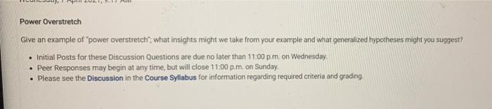 Solved Power Overstretch Give an example of power | Chegg.com