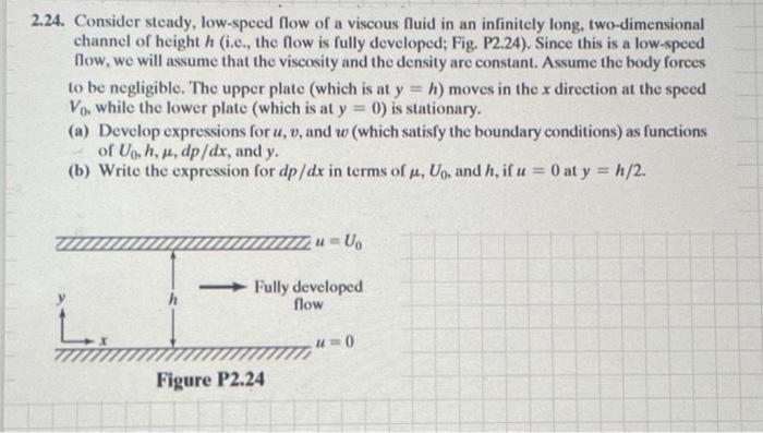 Solved 2.24. Consider steady, low-speed flow of a viscous | Chegg.com
