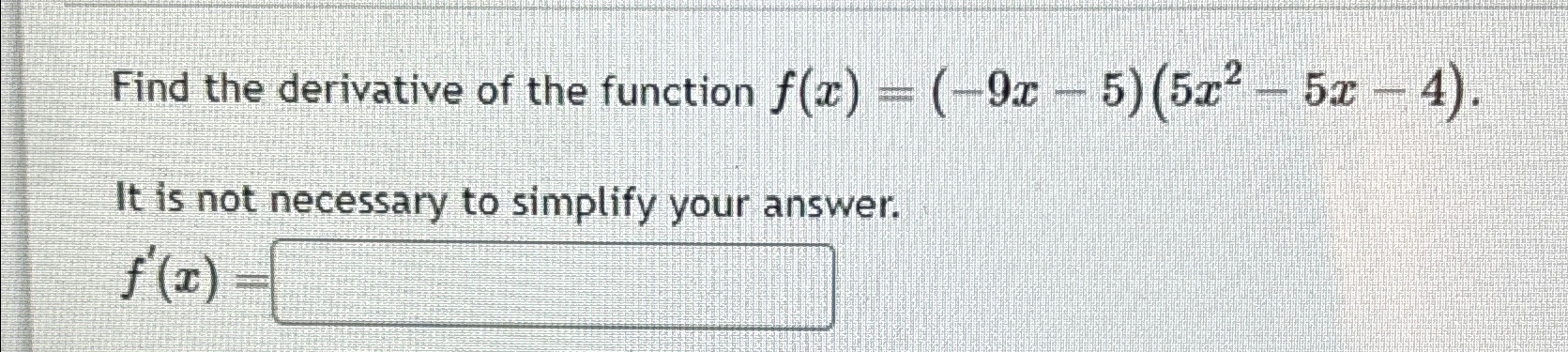 Solved Find the derivative of the function | Chegg.com