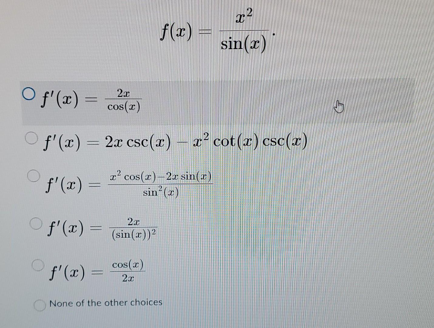 Solved Find the derivative of the function f'(x) - f'(x) | Chegg.com