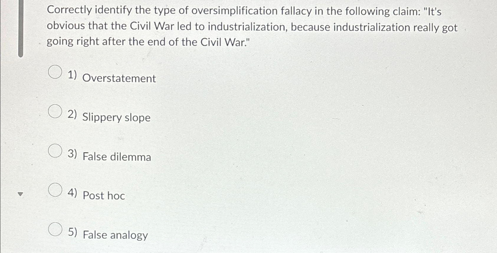 Solved Correctly identify the type of oversimplification | Chegg.com
