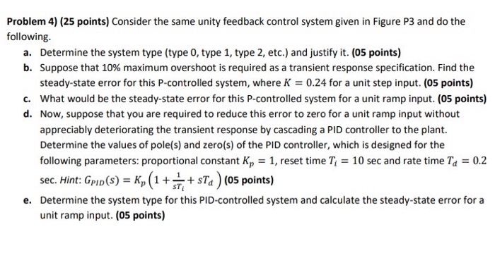 Solved Problem 4) (25 points) Consider the same unity | Chegg.com