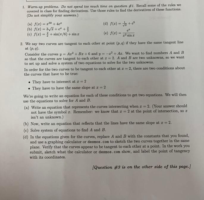 Solved 1. Warm-up problems. Do not spend too much time on | Chegg.com