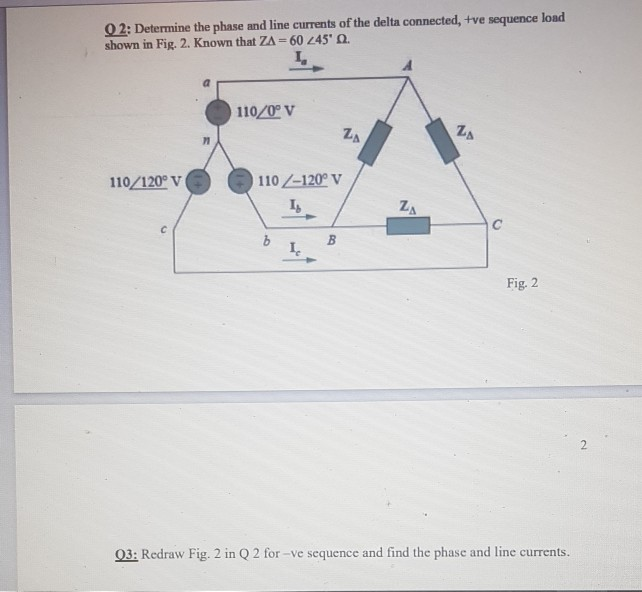 Solved 0 2: Determine the phase and line currents of the | Chegg.com