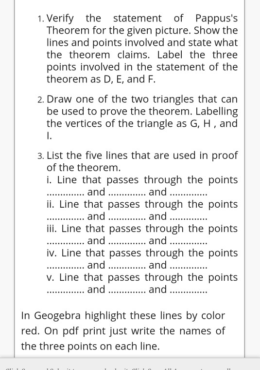 1. Verify the statement of Pappus's Theorem for the | Chegg.com