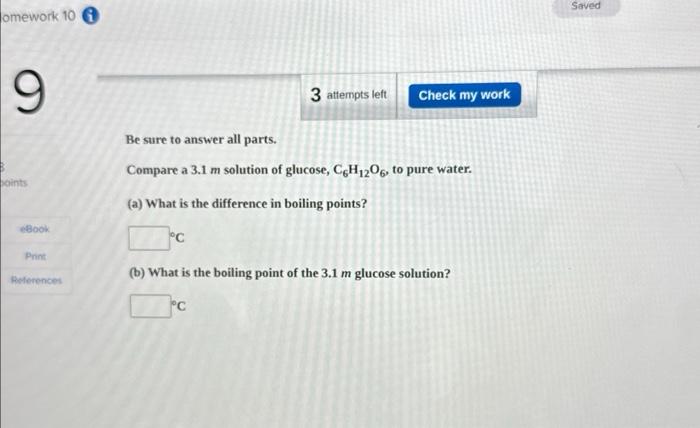 Solved Be sure to answer all parts. Compare a 3.1 m solution | Chegg.com