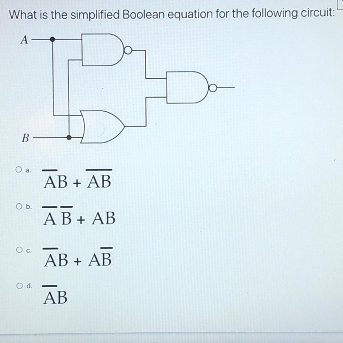 Solved What is the simplified Boolean equation for the | Chegg.com